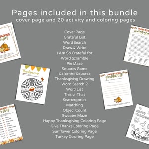 Thanksgiving Activities and Coloring Pages Bundle to Download and Print ...