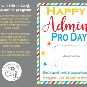 Administrative Professionals Gift Card Holder to Edit, Download and ...