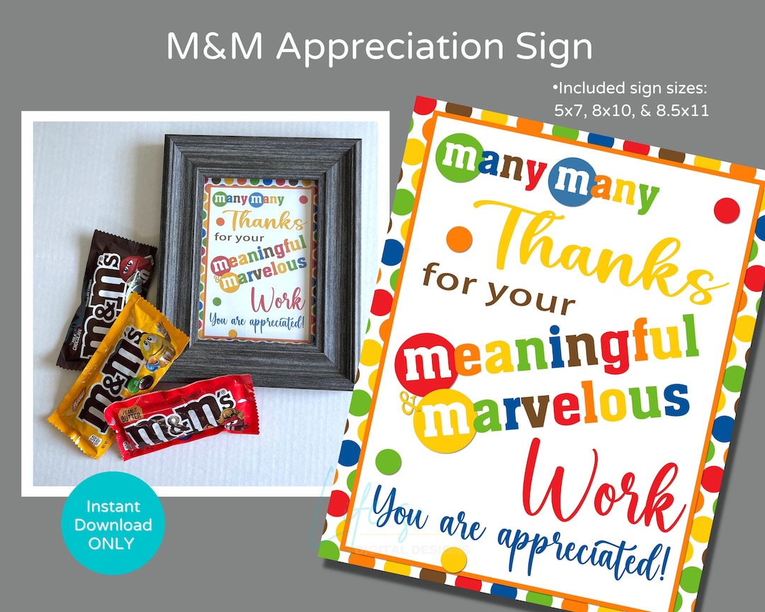 Employee Appreciation M&M Sign to Download and Print for Teacher ...