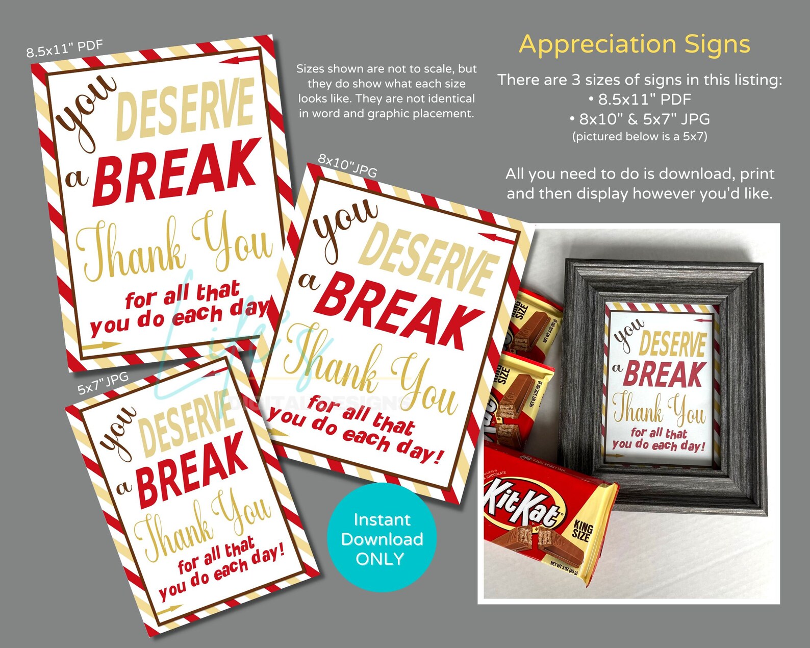 Teacher Appreciation Week You Deserve a Break Signs to Download and ...