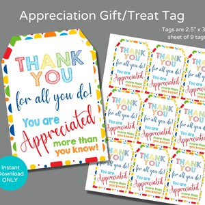 Teacher Appreciation Week Tags to Download and Print, Administrative ...