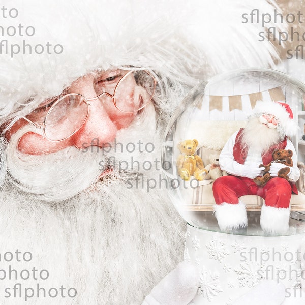 Santa Snow Globe Christmas Digital Backdrop - Etsy