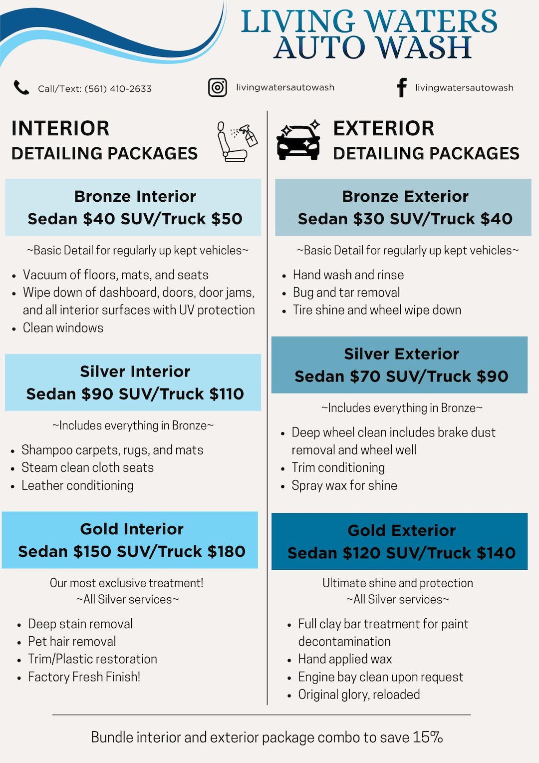 Editable Auto Detailing Price Menu Template | Canva Business Pricing ...