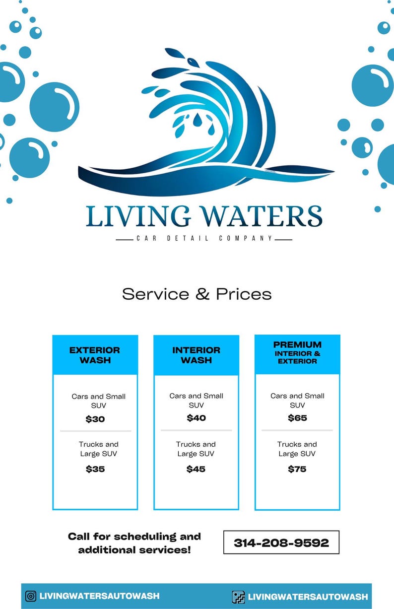 Editable Auto Detailing Price Menu Template | Canva Business Pricing ...
