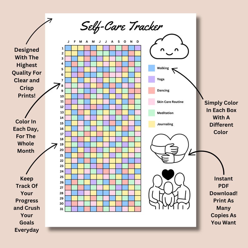 Bullet Journal Pixel Tracker | Printable Mood & Habit Tracking Planner ...