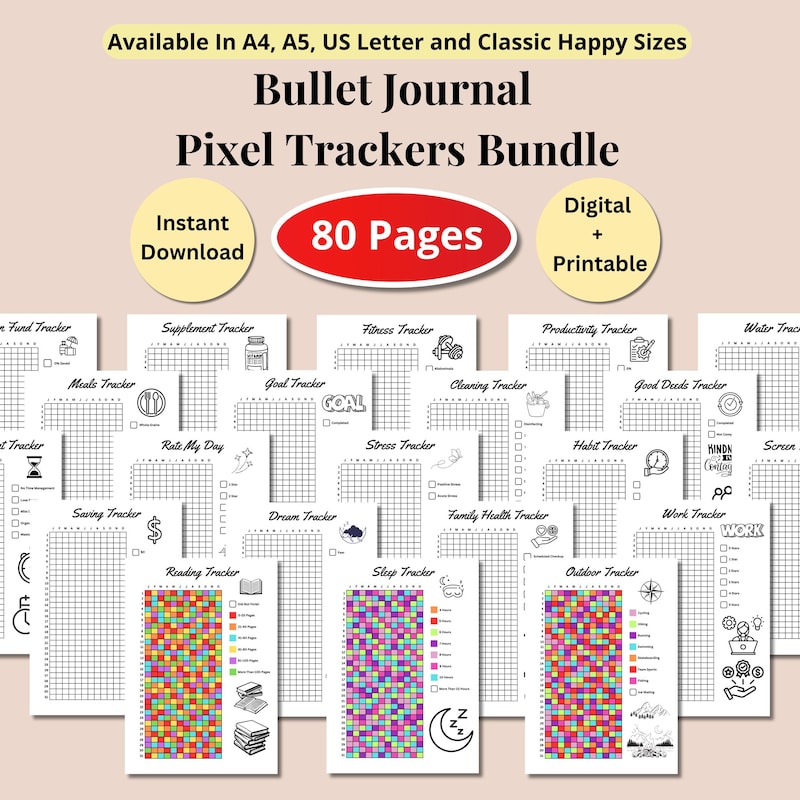 Pixel Tracker Diary - Etsy