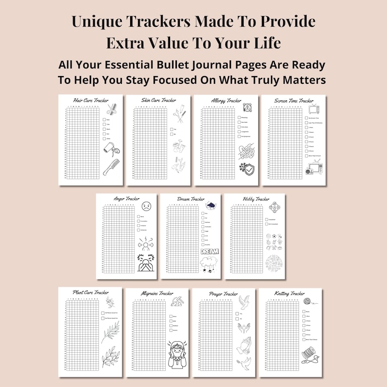 Bullet Journal Pixel Tracker | Printable Mood & Habit Tracking Planner ...
