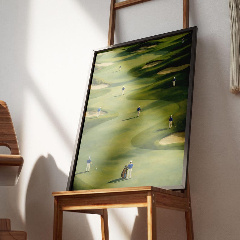 Minimalist Golf Print, Tiny Golfers Wall Art, Abstract Green Golf ...