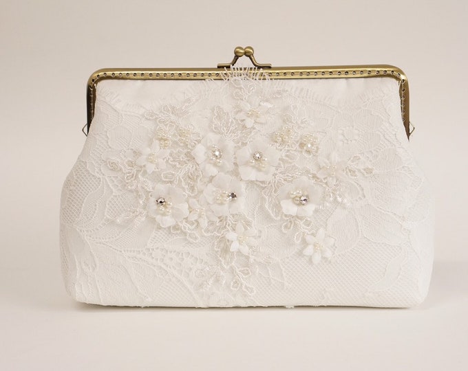 Precious Wedding White Lace Purse / Bridesmaid Gift / Evening - Etsy