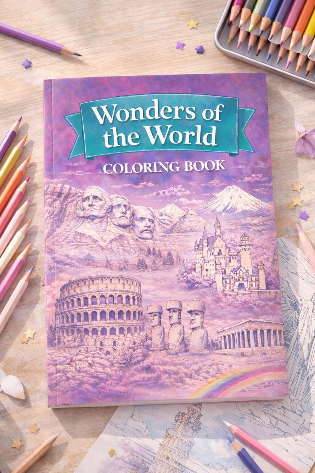 Wonders of the World Colouring Book | Famous Landmarks Geography ...
