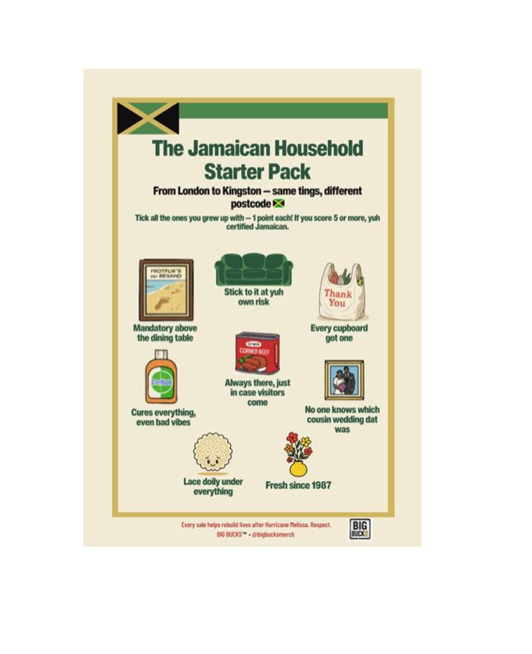 Jamaican Household Starter Pack Print – Funny Yardie Wall Art ...