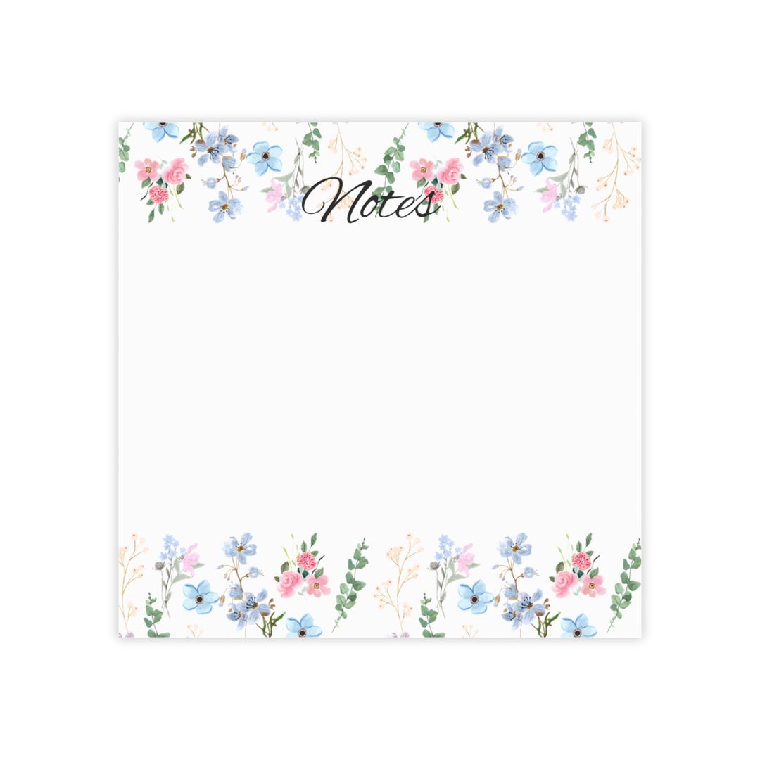 Floral Notes Note Pad | Square Sticky Note - Etsy