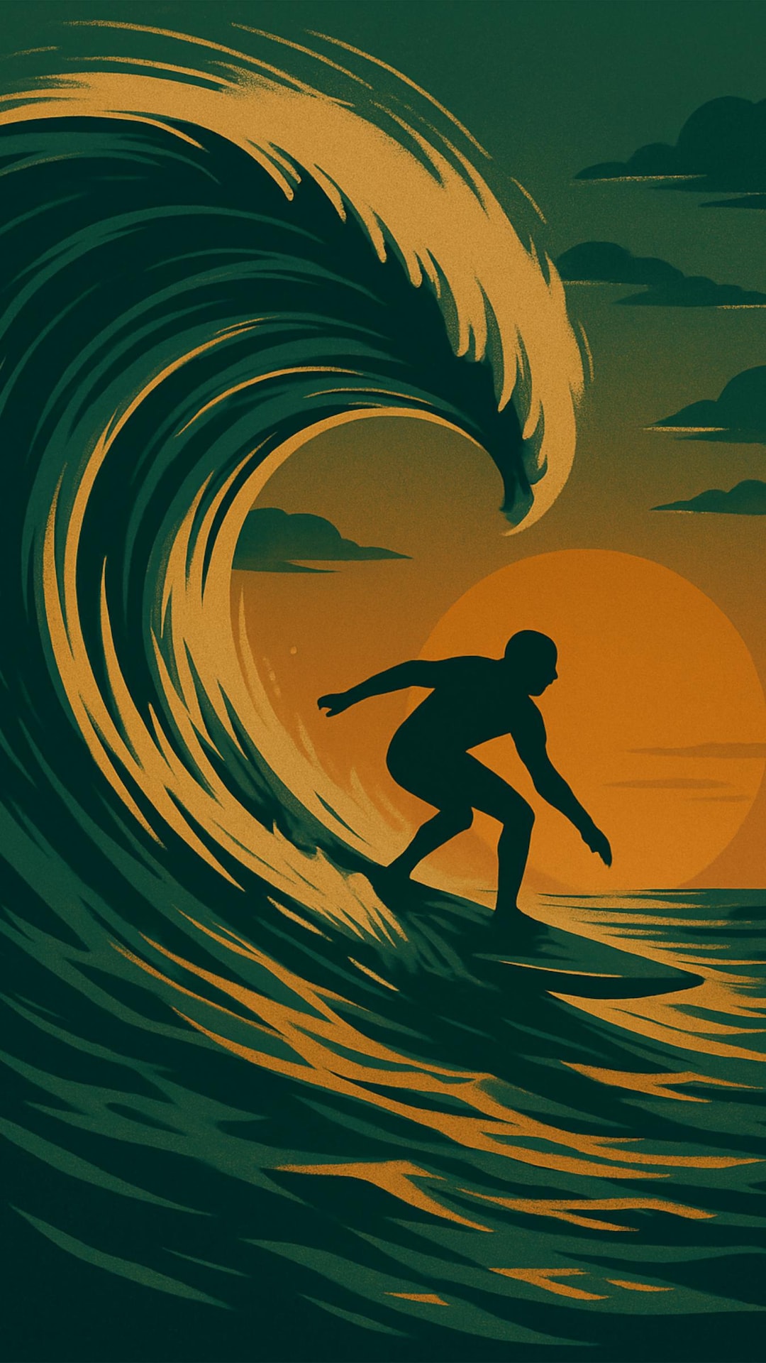Sunset Surfer iPhone Wallpaper | Instant Digital Download | Ocean Lock ...