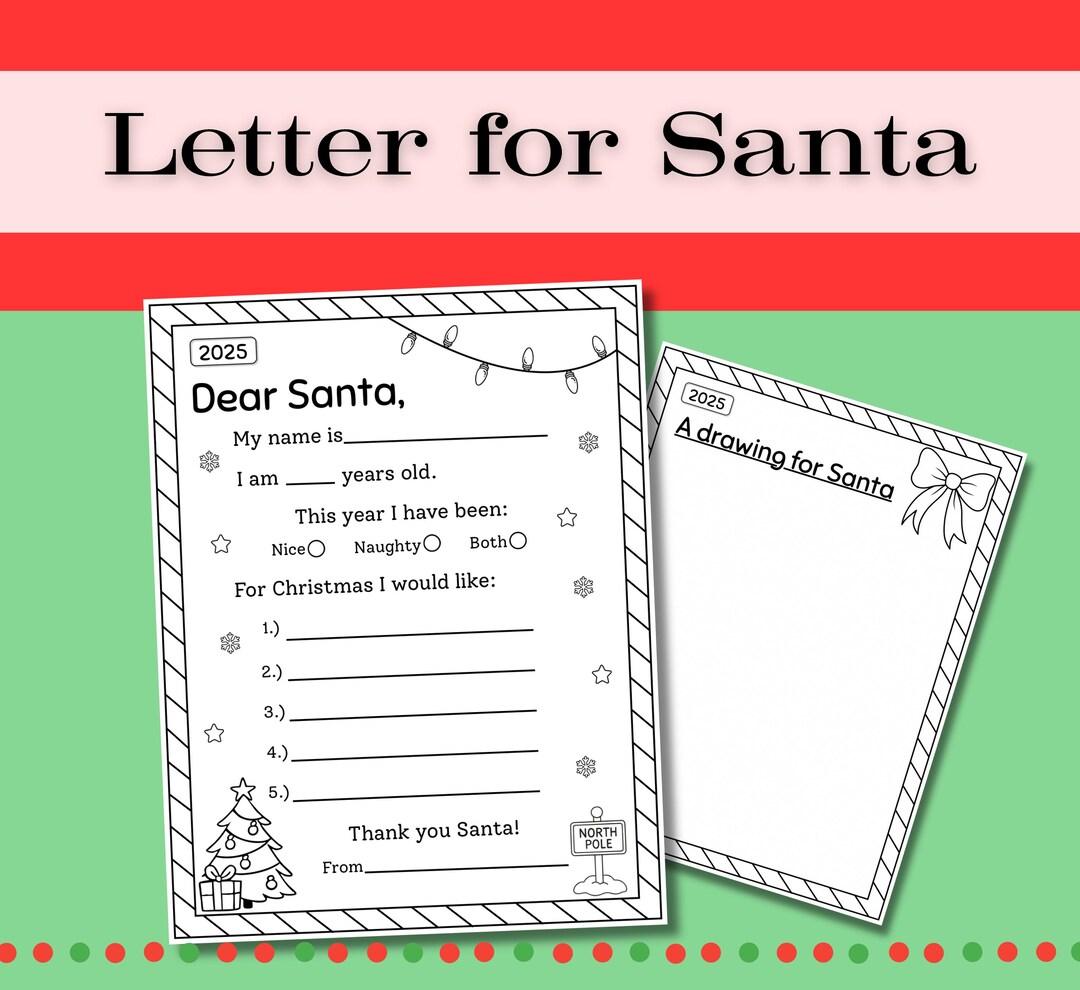 Letter to Santa, Christmas Activity, Printable Dear Santa Letter ...