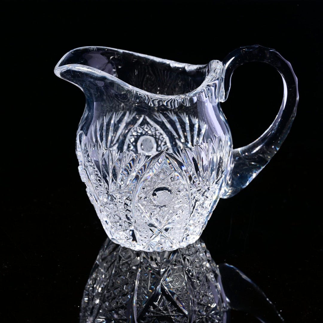 Vintage Pressed Lead Crystal Milk / Cream Jug – Starburst & Fan Pattern ...