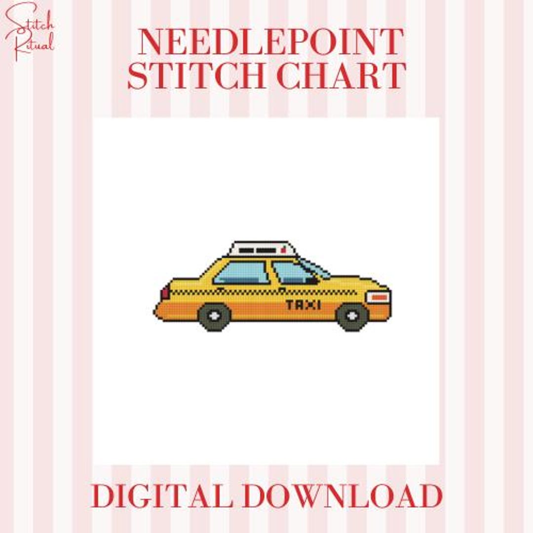 NYC Taxi Needlepoint Pattern PDF | New York Yellow Cab Stitch Chart ...