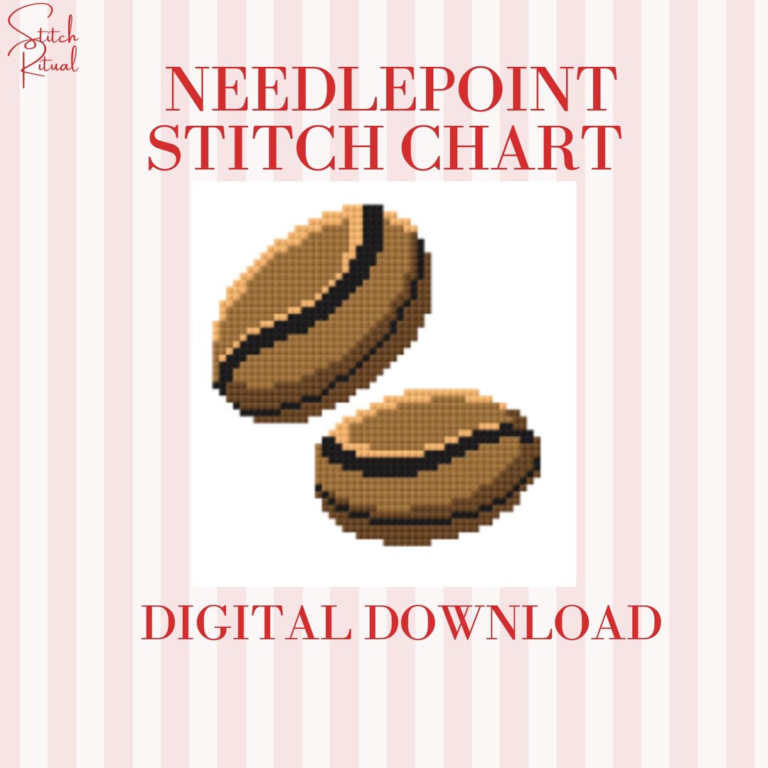 Coffee Beans Needlepoint Pattern PDF | 8x8 Stitch Chart for 18 Mesh ...
