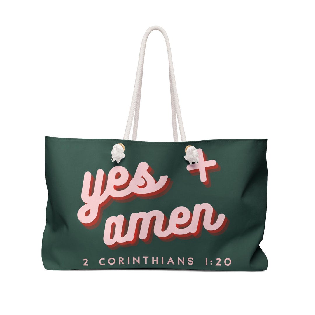 Yes Amen Christian Weekender Bag: Forest Green Travel Tote - Etsy