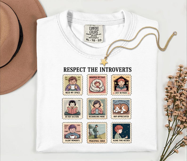 Comfort Colors® Introvert Respect Unisex T-shirt, Stamp Illustration ...