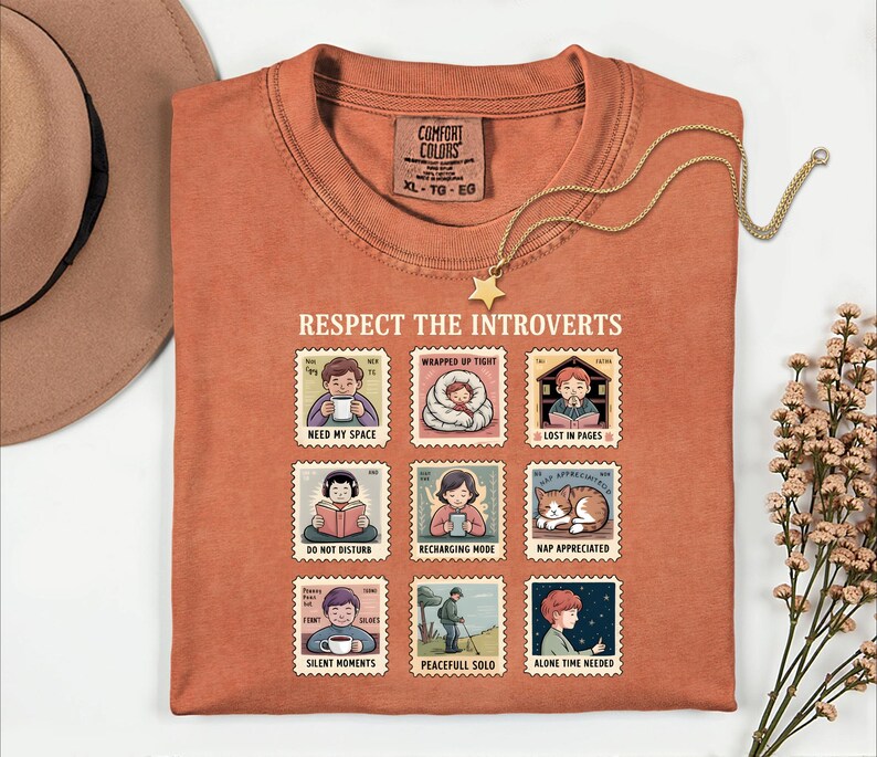 Comfort Colors® Introvert Respect Unisex T-shirt, Stamp Illustration ...