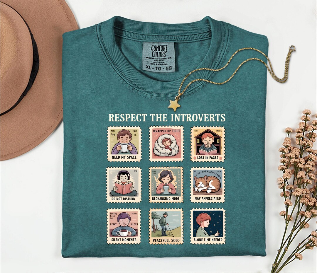 Comfort Colors® Introvert Respect Unisex T-shirt, Stamp Illustration ...