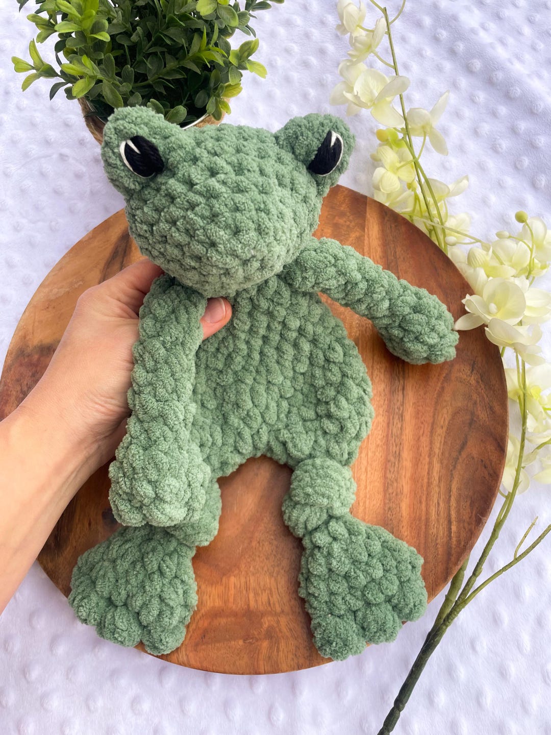 Woodland Baby Lovey – Frog Crochet Snuggler Plush – Handmade Baby ...