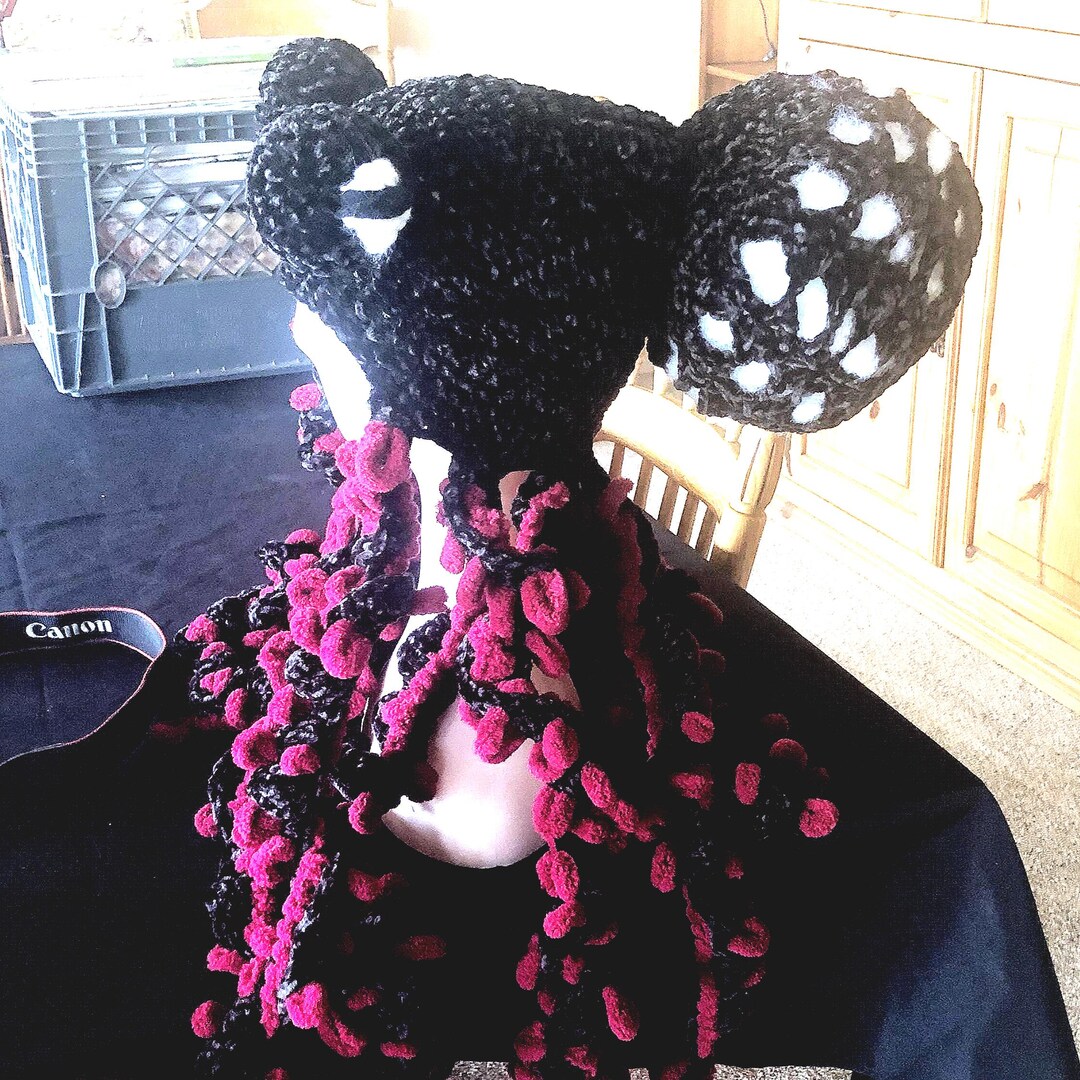 Black and Burgundy Octopus Hat With Mantel, Eyes and Tentacles (other ...
