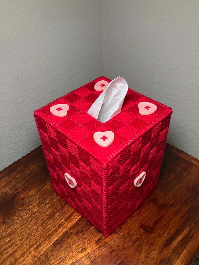 Valentines Day Needlepoint Tissue Box Cover - Red - Etsy