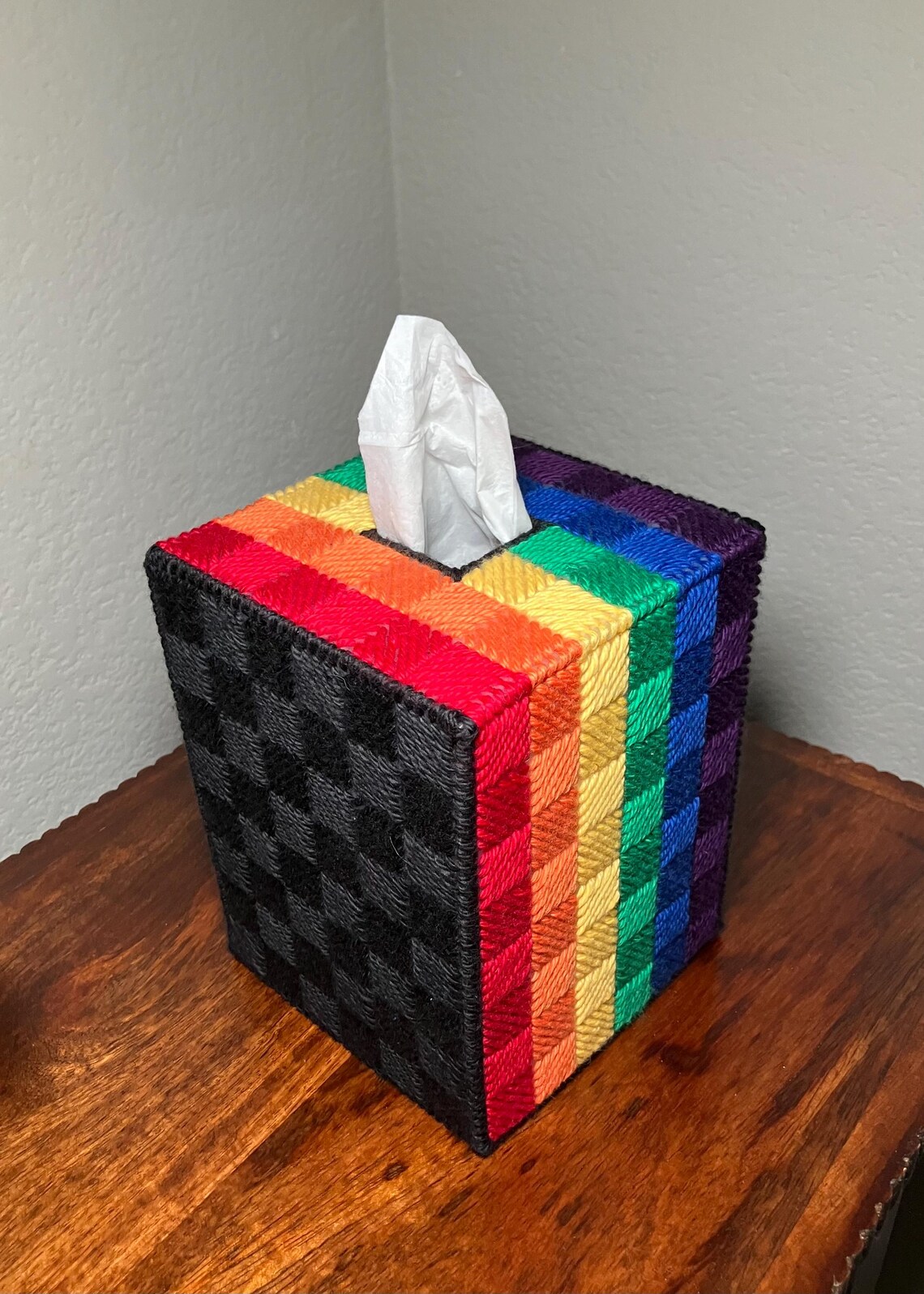 Custom Needlepoint Tissue Box Cover Kit – Rainbow Stripes - Etsy