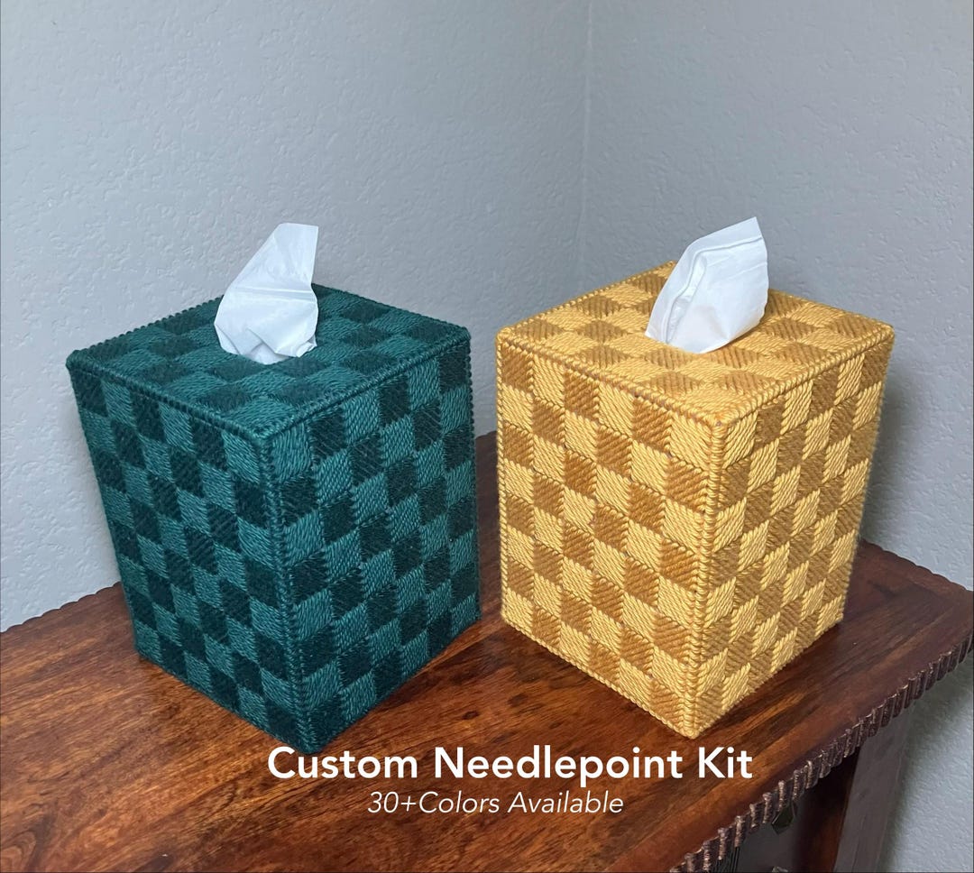 Custom Needlepoint Tissue Box Cover Kit - Etsy