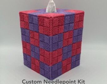 Custom Needlepoint Tissue Box Cover Kit – Rainbow Stripes - Etsy