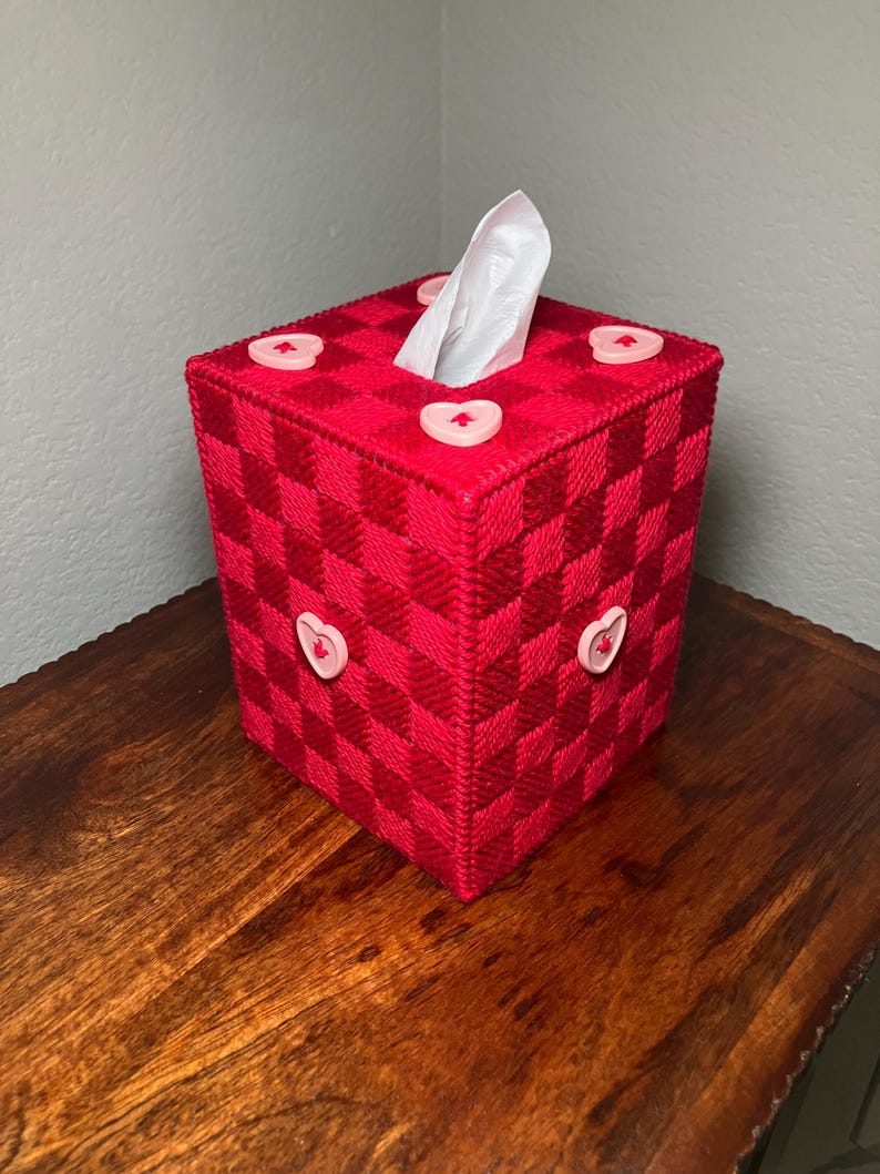 Valentines Day Needlepoint Tissue Box Cover - Red - Etsy