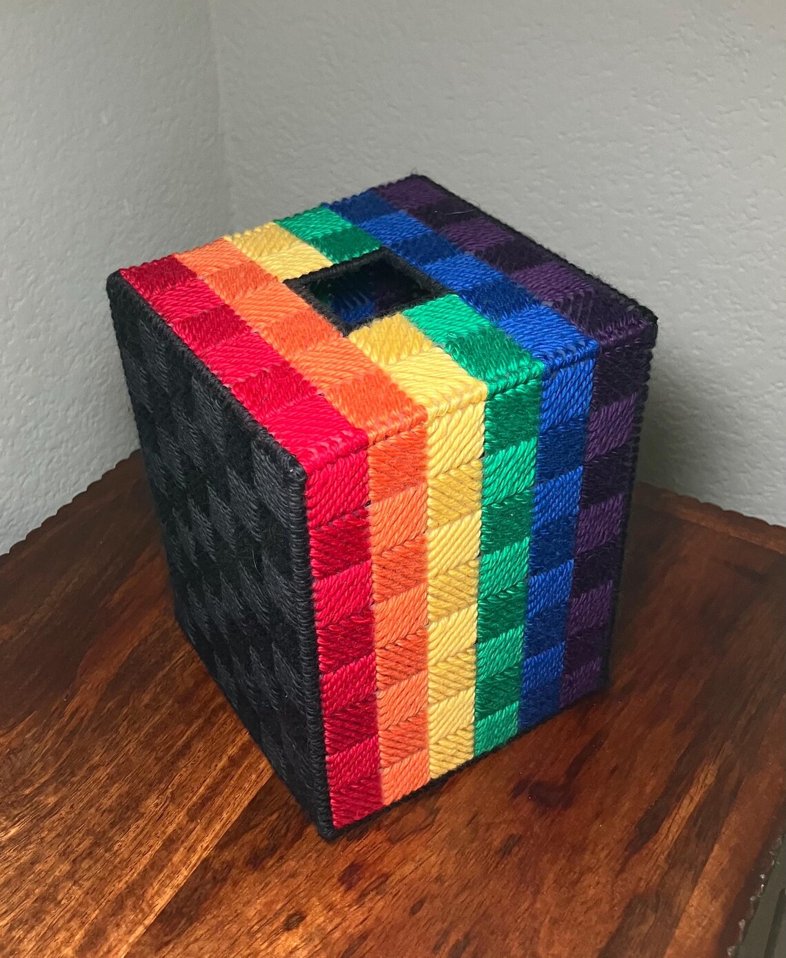 Custom Needlepoint Tissue Box Cover Kit – Rainbow Stripes - Etsy