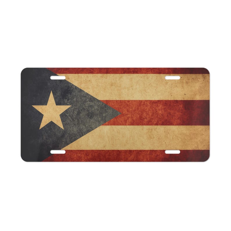 Puerto Rico Flag Vintage Vanity Plate | Distressed PR License Plate - Etsy