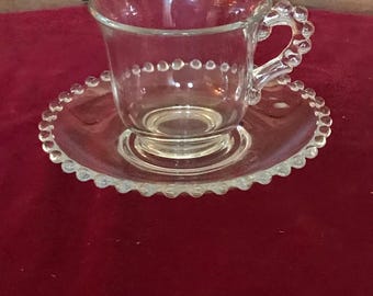 Candlewick Imperial Glass Cup and Saucer Sets - Etsy