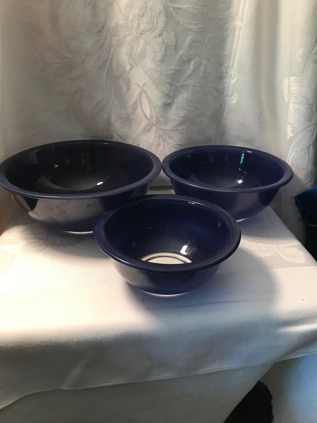 Pyrex 3 Mixing Bowl Set Cobalt Blue With Clear Bottom - Etsy