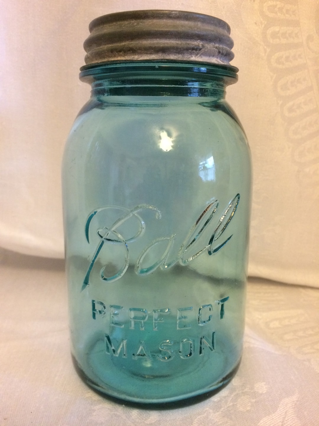 Vintage 1920's Blue Ball Quart Jar With Zinc Lid - Etsy