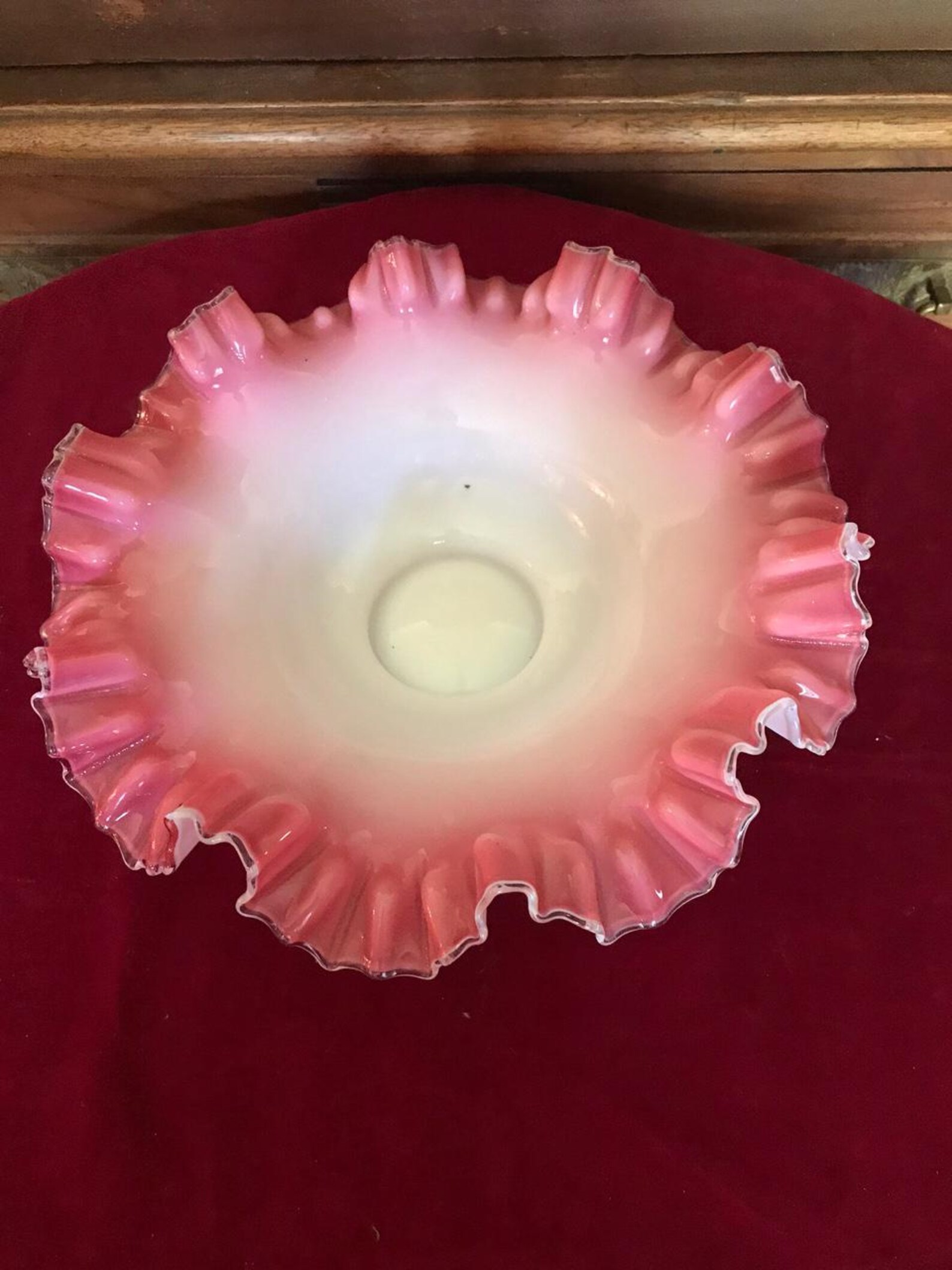 Fenton Silvercrest Ruffled Edge Bowl With Pink Highlights - Etsy