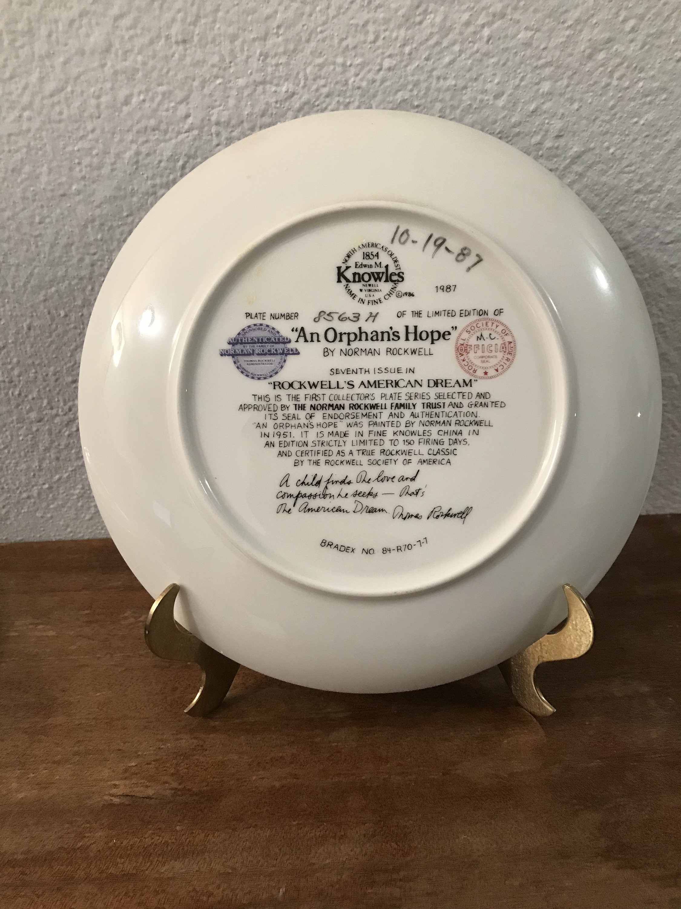 From 1987 "an Orphan's Hope" From "rockwell's American Dream" Collector ...