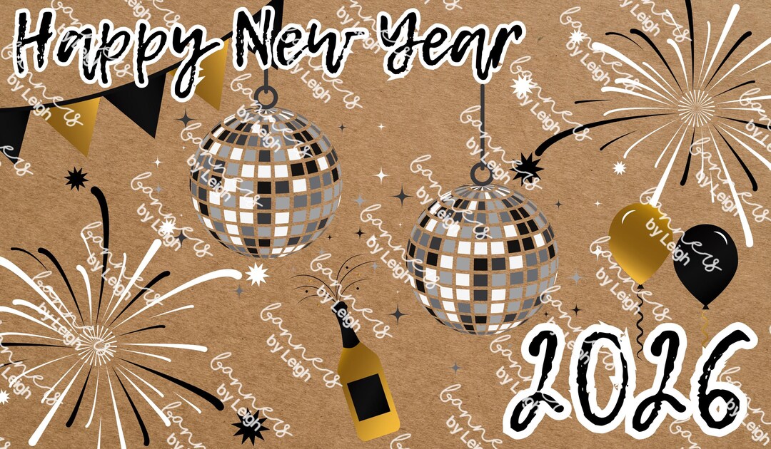 Happy New Year Editable Canva Party Banner Template | Customizable ...