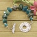 Apatite Bracelet W/ PMC Metal Clay Sterling Silver Toggle Artisan ...