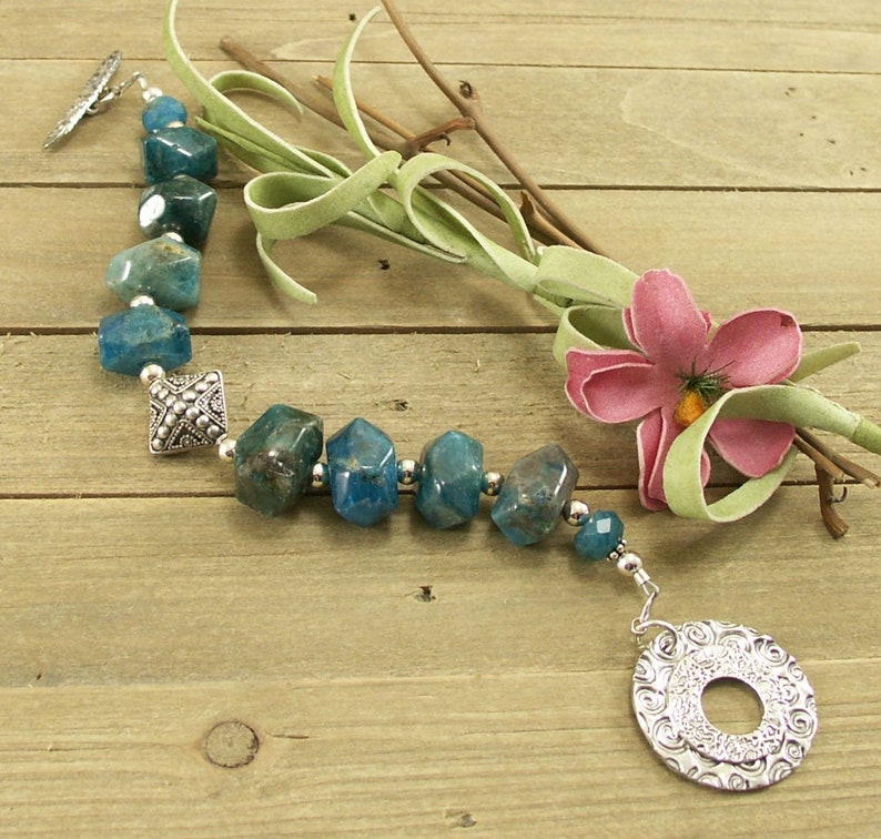 Apatite Bracelet W/ PMC Metal Clay Sterling Silver Toggle Artisan ...
