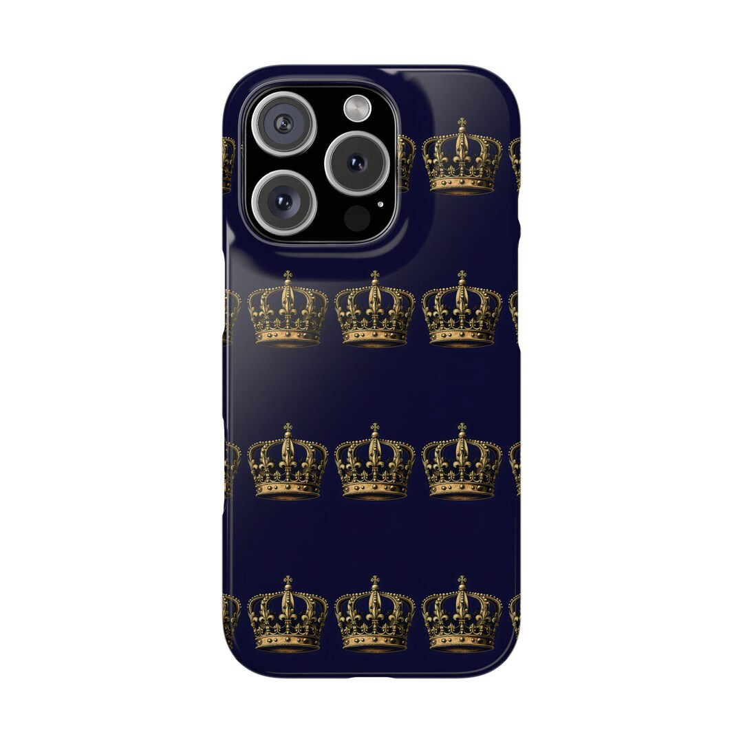 Gold Royal Crown Pattern Slim Phone Case | Navy Crown Repeat - Etsy