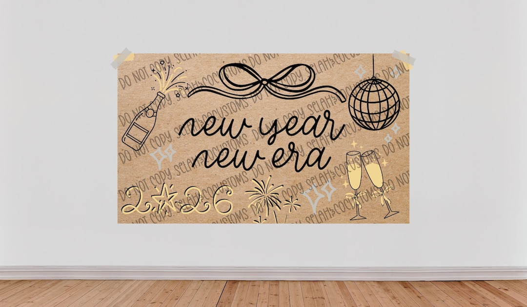 New Years Banner Template - Editable Canva Link - Etsy