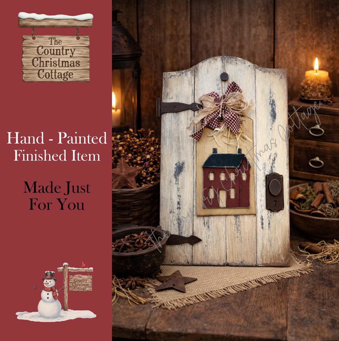Hand-painted Primitive Saltbox House Accent Tag | Interchangeable Door ...