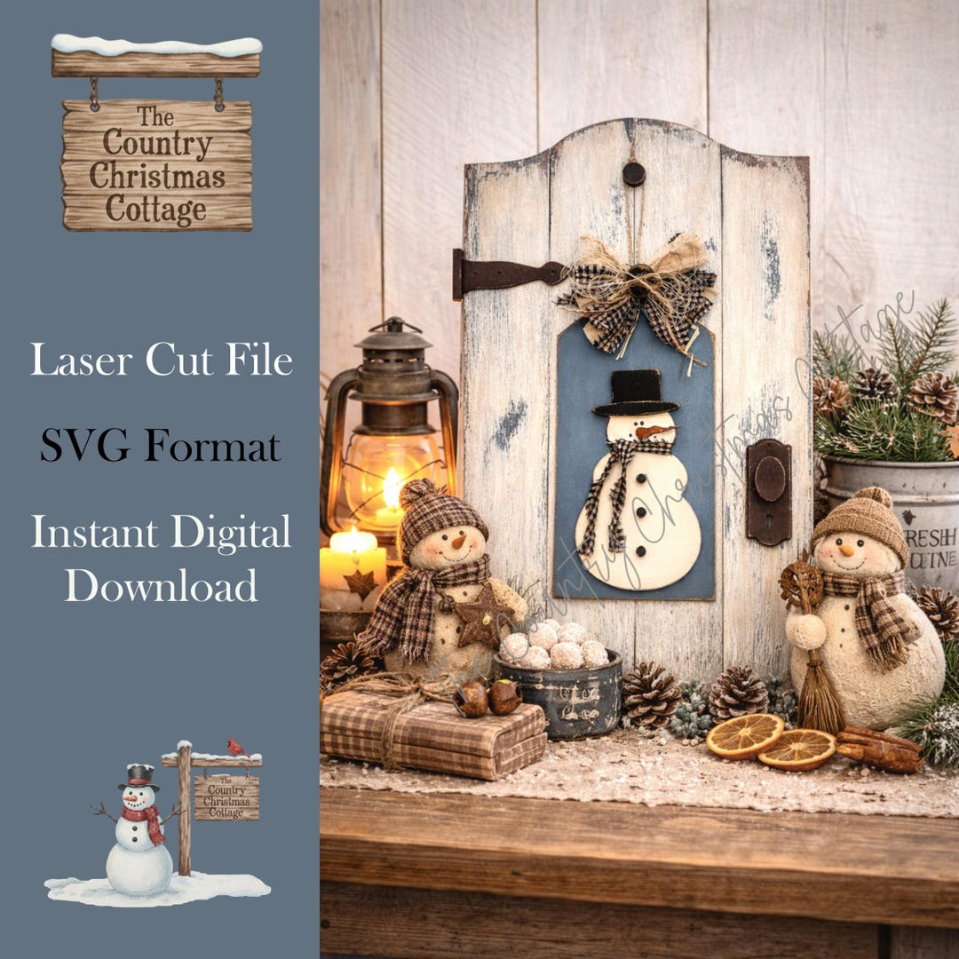 Primitive Snowman Tag SVG | Winter Accent Tag | Interchangeable Door ...