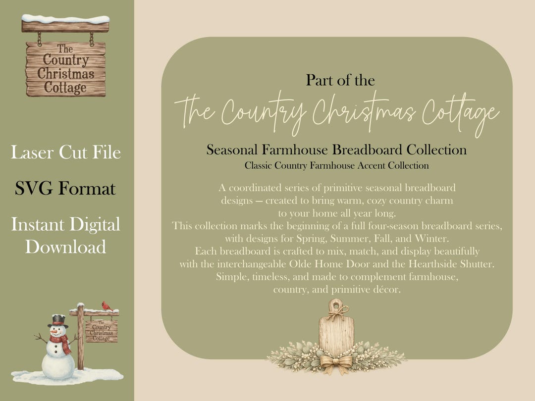 Primitive Seasonal Breadboard SVG Bundle | Interchangeable Cottage ...