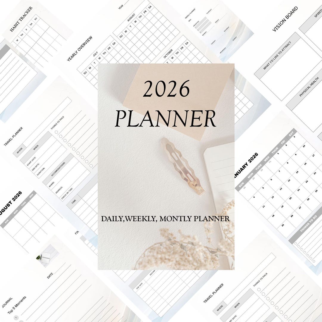 2026 Digital Planner: Minimalist Daily, Weekly, Monthly Organizer (PDF ...