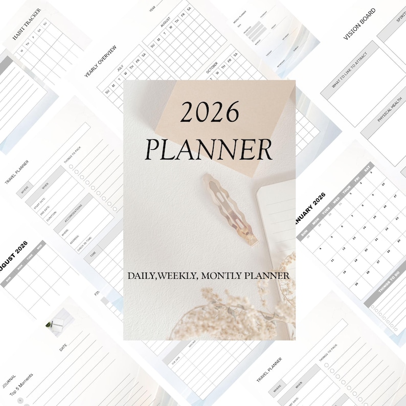 2026 Digital Planner: Minimalist Daily, Weekly, Monthly Organizer (PDF ...
