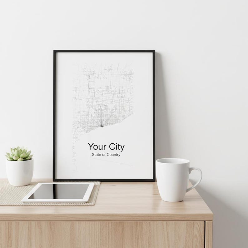 Custom City Map Digital Download Printable Art Wall Decor Home Gift ...